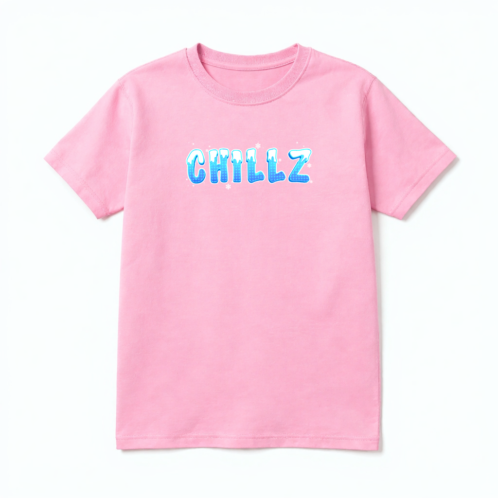 'CHILLZ' Snowcapped Icy Text T-Shirt - Youth and Adult sizes - 4 colou ...